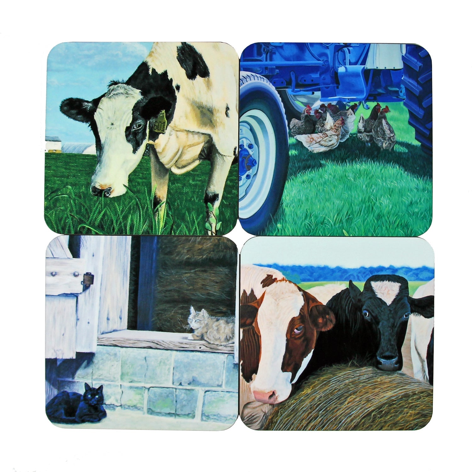 Coaster Set: Farm Animal Paintings – Copper Knoll Farms
